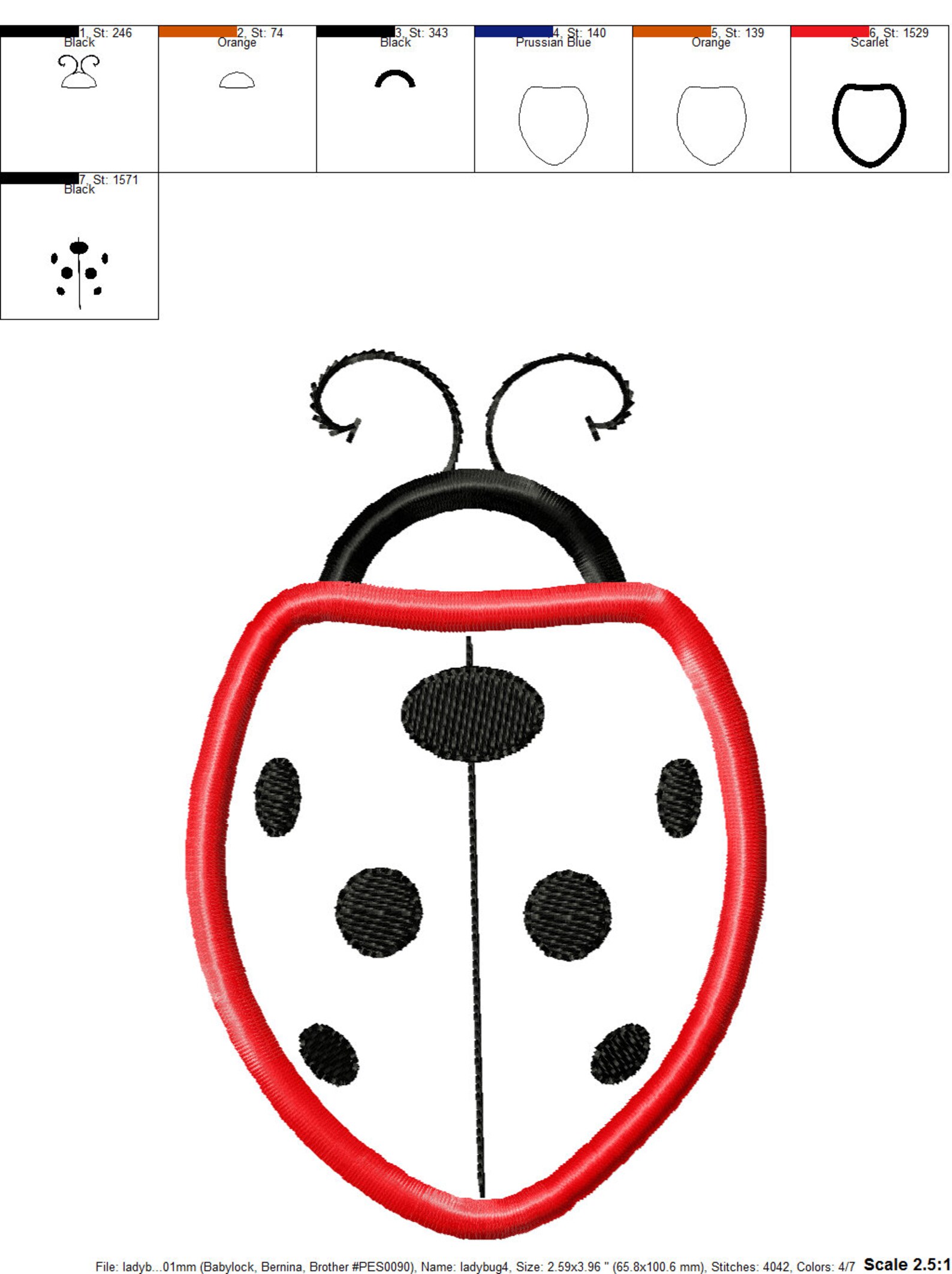 Ladybug Applique Design Set 4 Types of Ladybug 10 Sizes | Etsy