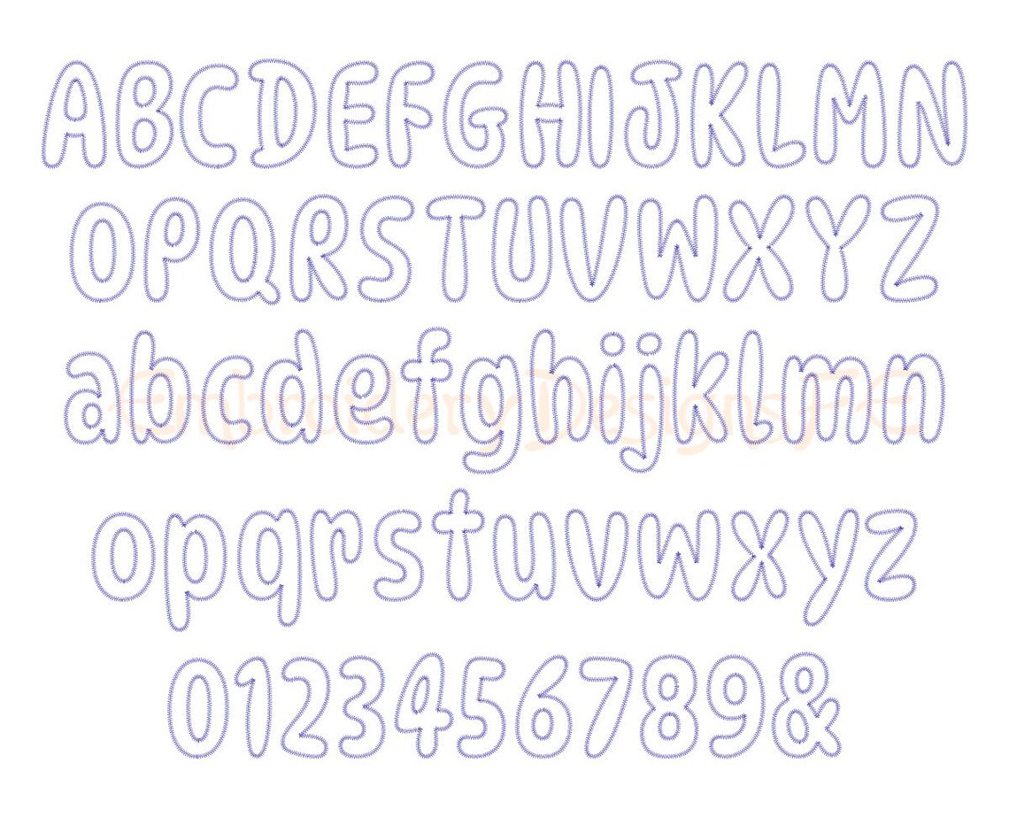 Zigzag Bubble Applique Letters - Machine Embroidery Design File - 11 ...