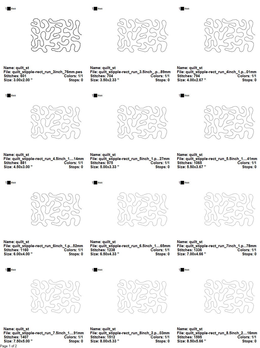 Stipple Quilt Rectangle Block Embroidery Design 19 Sizes - Etsy