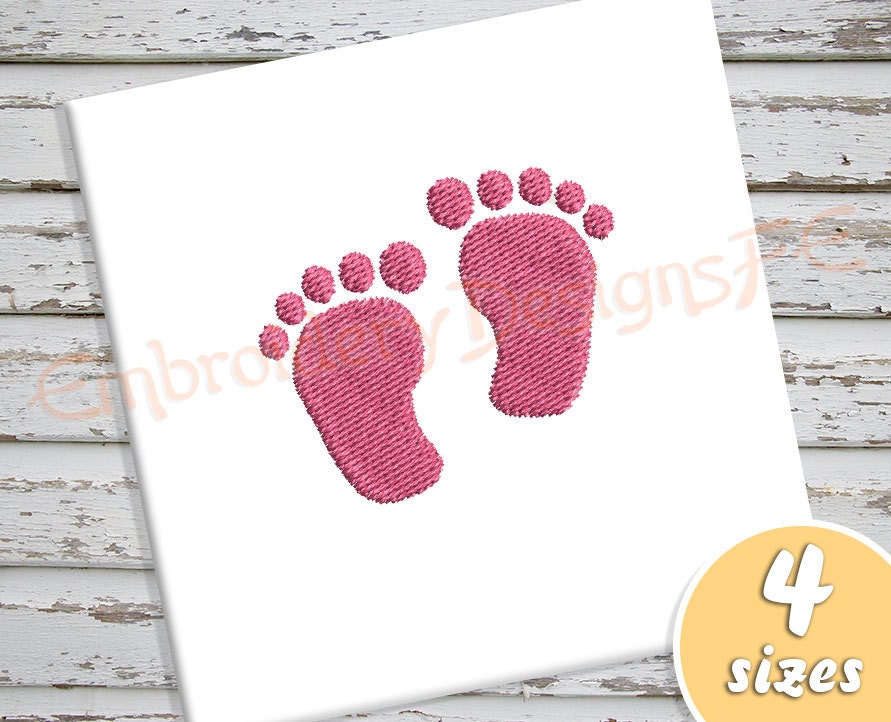 Baby Foot Print Mini Embroidery Design 4 Sizes Filled | Etsy