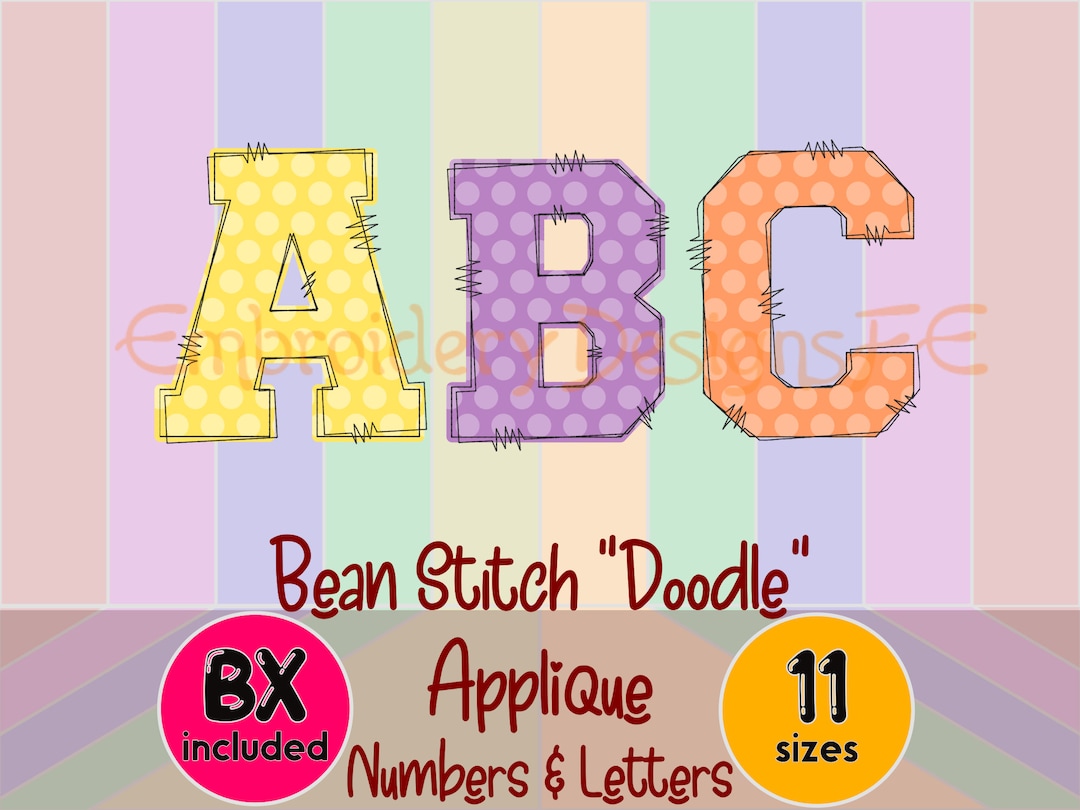 Bean Stitch Doodle Applique Alphabet, Doodle Applique Letters & Numbers ...