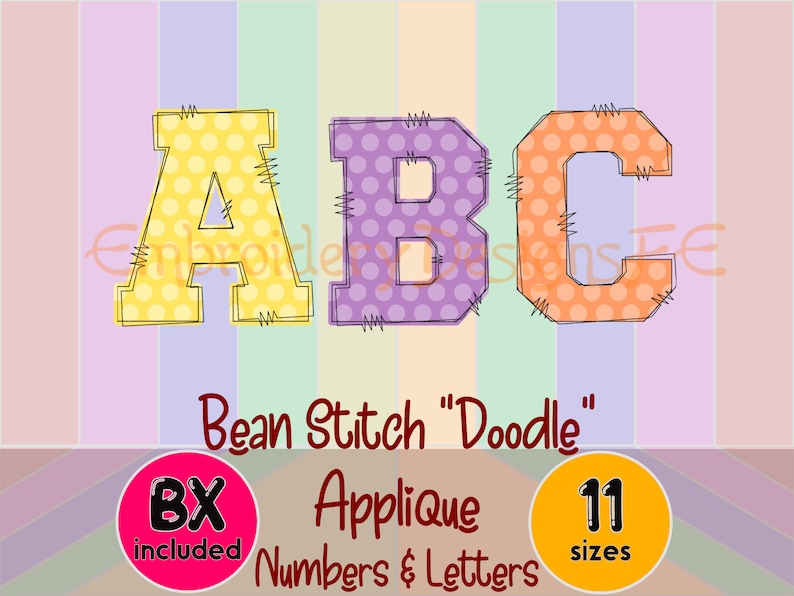 Bean Stitch Doodle Applique Alphabet, Doodle Applique Letters & Numbers ...