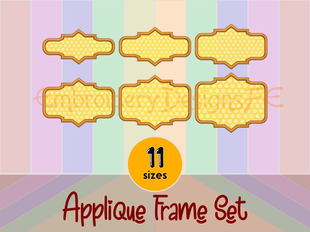 Frame Applique Design - 6 Height Options Frames - 11 Sizes - Wide Satin ...