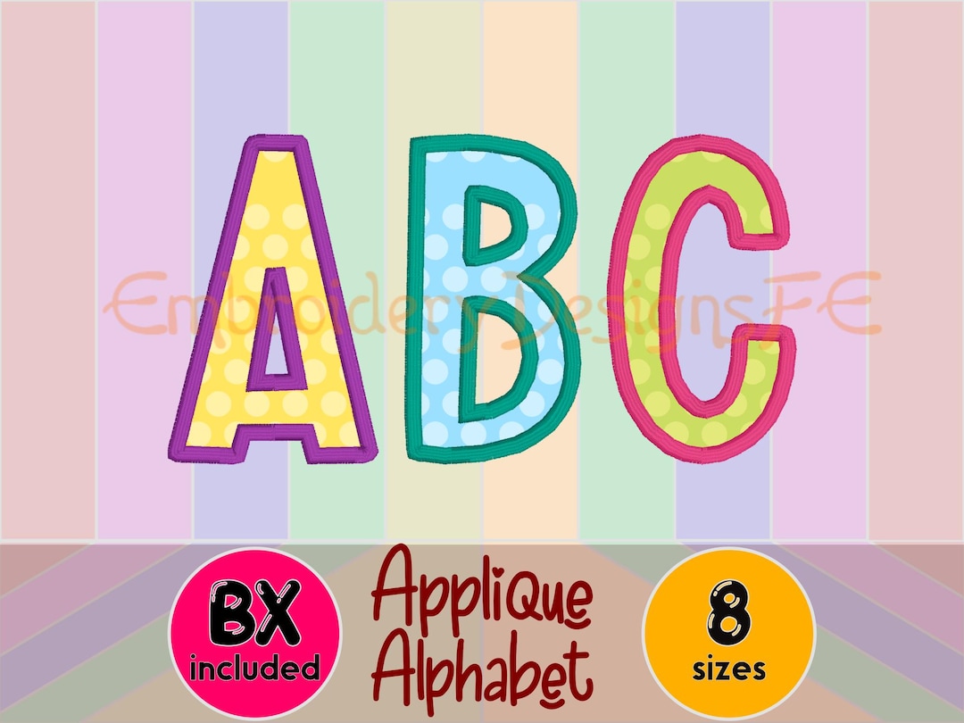 Applique Alphabet, Capital & Lowercase Alphabet, Applique Font ...