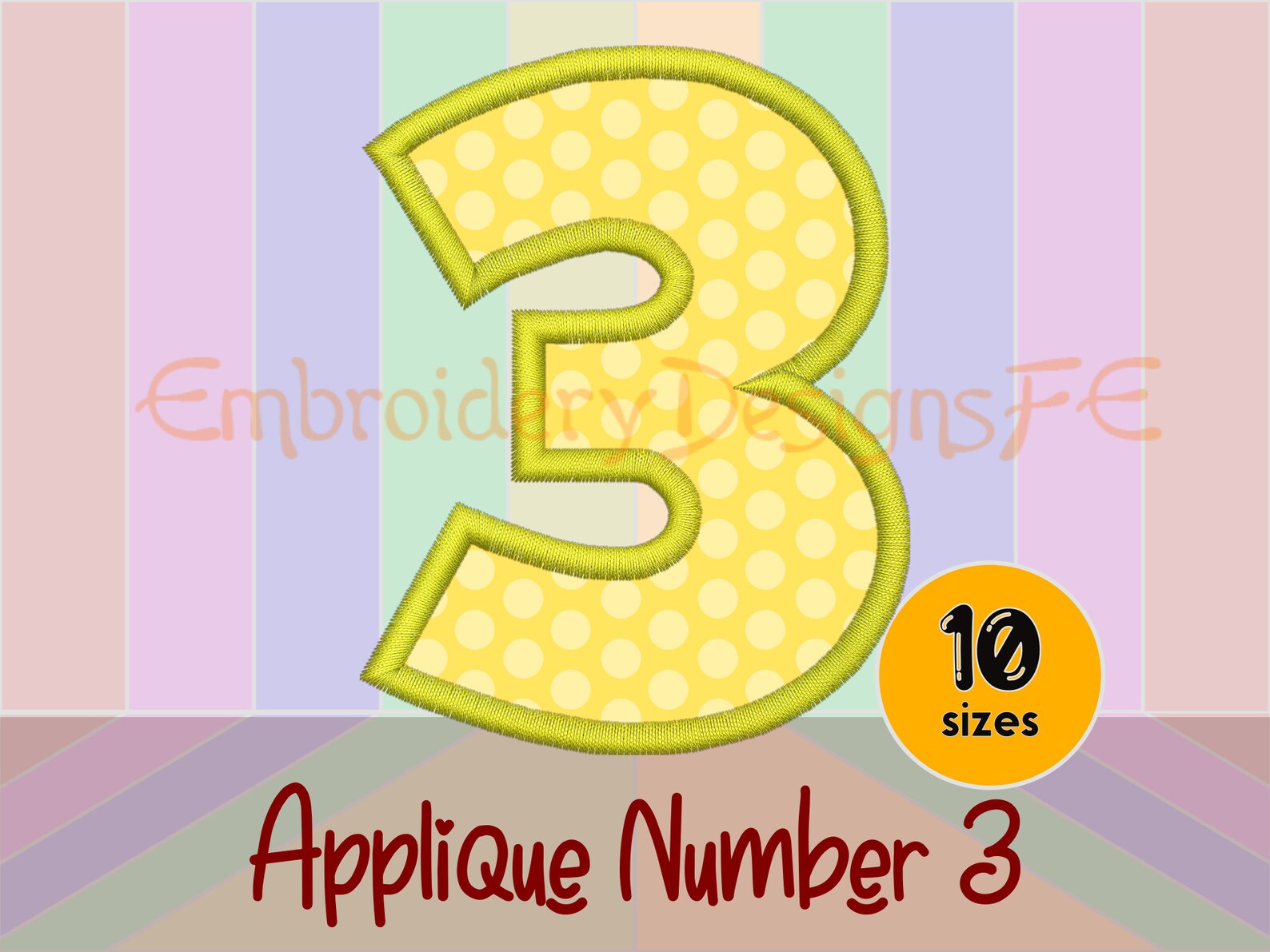 Number 3 Applique Design 10 Sizes Machine Embroidery Design File - Etsy