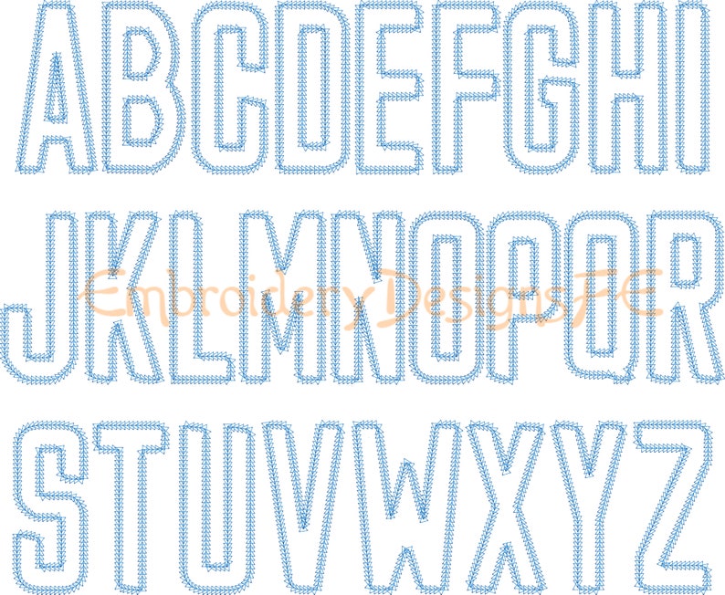 Narrow Applique Alphabet, Tall Applique Letter, Chain Applique Font ...