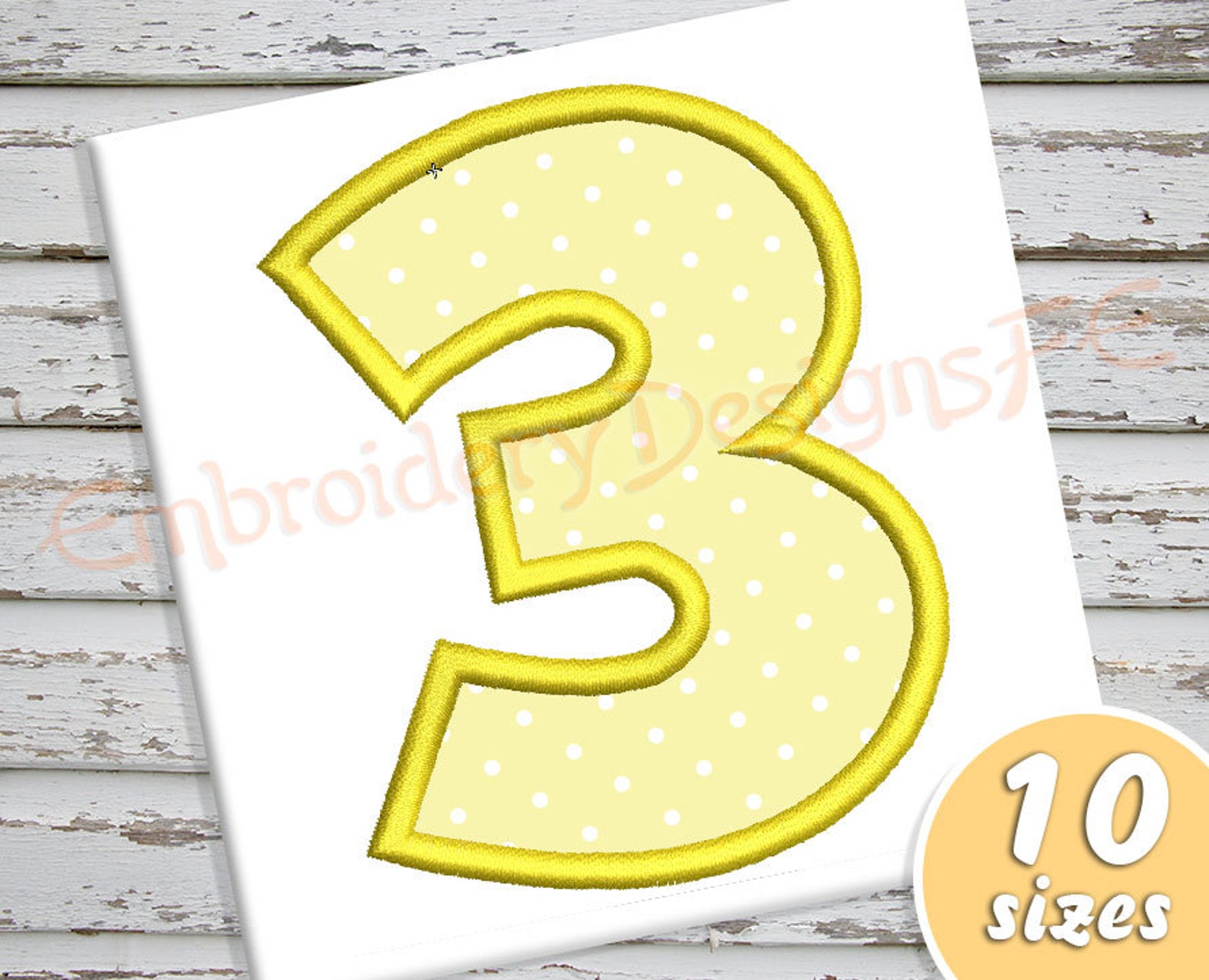 Number 3 Applique Design 10 Sizes Machine Embroidery - Etsy