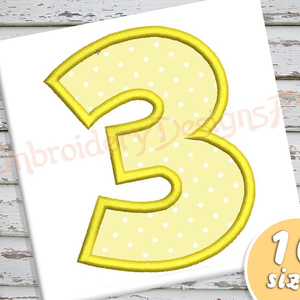 Number 3 Applique - Etsy