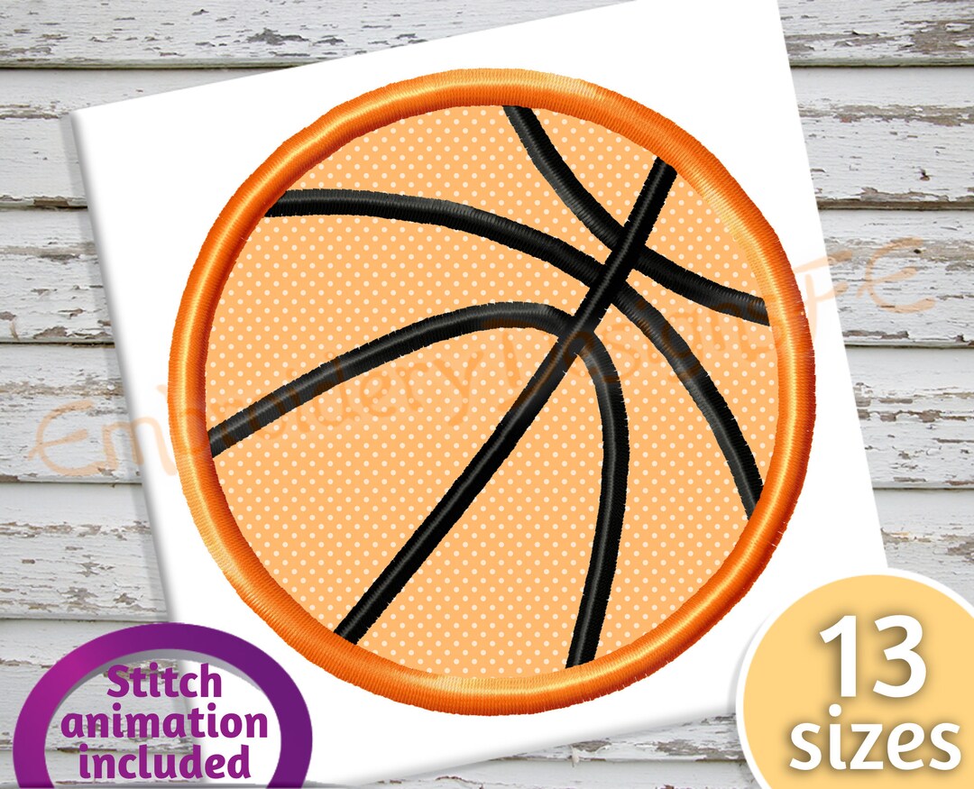 Basketball Applique Design 13 Sizes Machine Embroidery - Etsy
