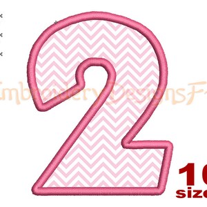 Number 2 Applique Design 10 Sizes Machine Embroidery - Etsy