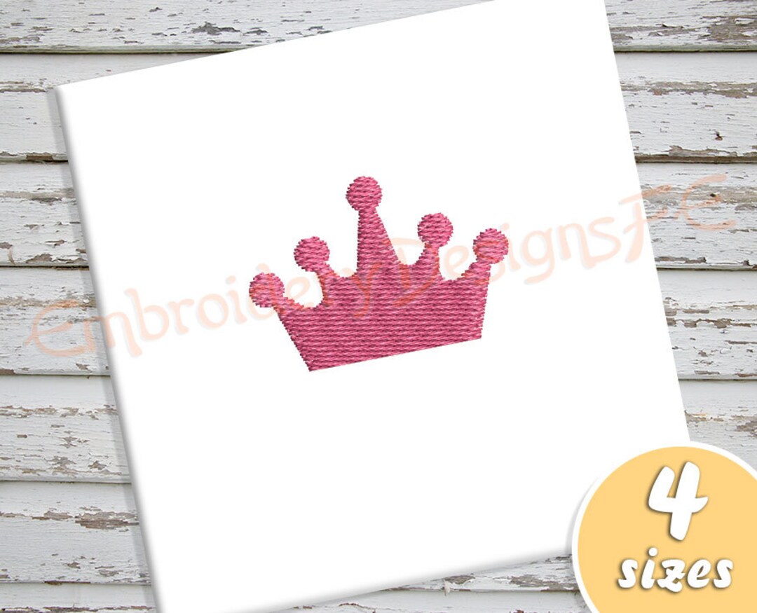 Crown Mini Embroidery Design 4 Sizes Filled Stitch Machine Embroidery ...