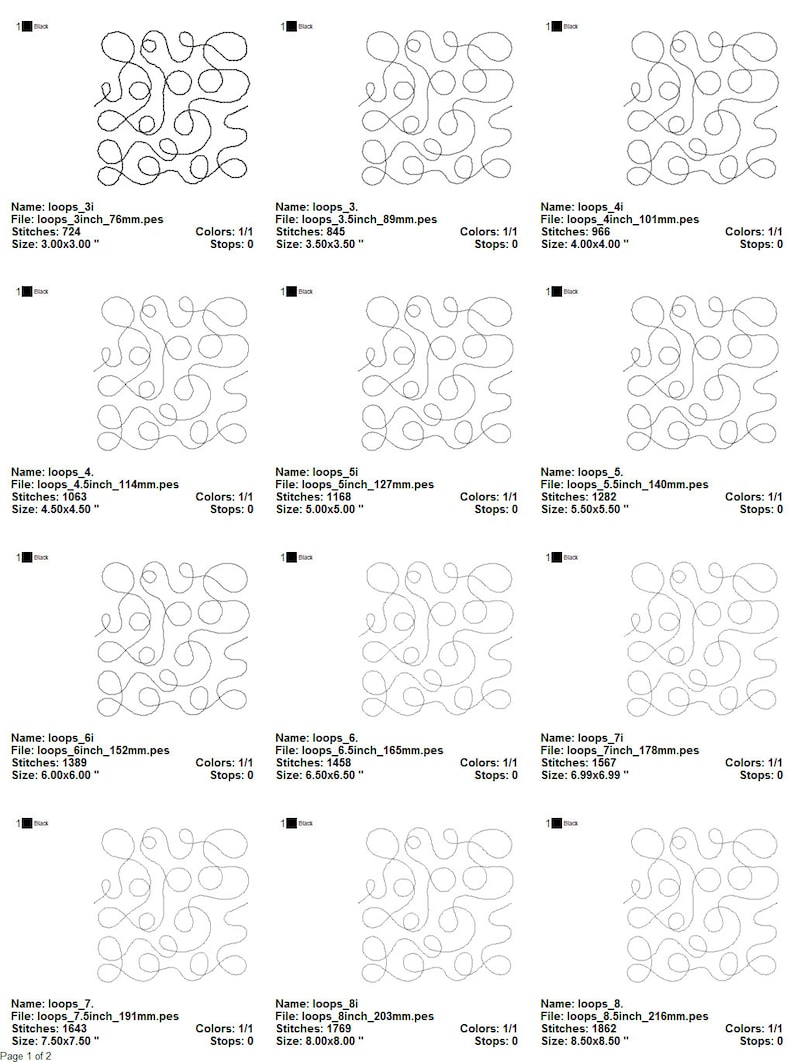 Loop Quilt Block Embroidery Design - 19 Sizes - Run & Triple Stitch ...