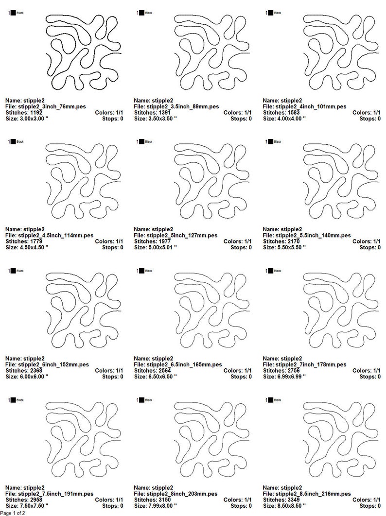 Stipple Quilt Block Embroidery Design - 19 Sizes - Run & Triple Stitch ...