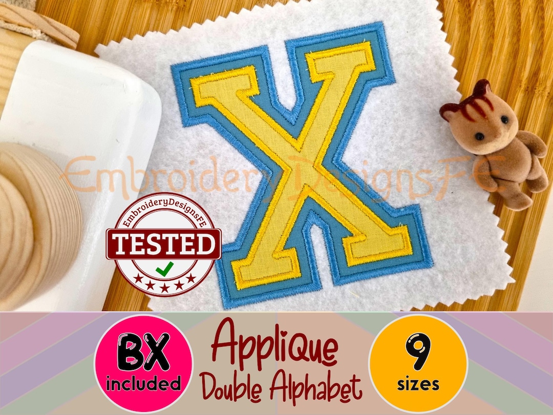 Double Layers Alphabet Applique Design - 9 Sizes - Machine Embroidery ...