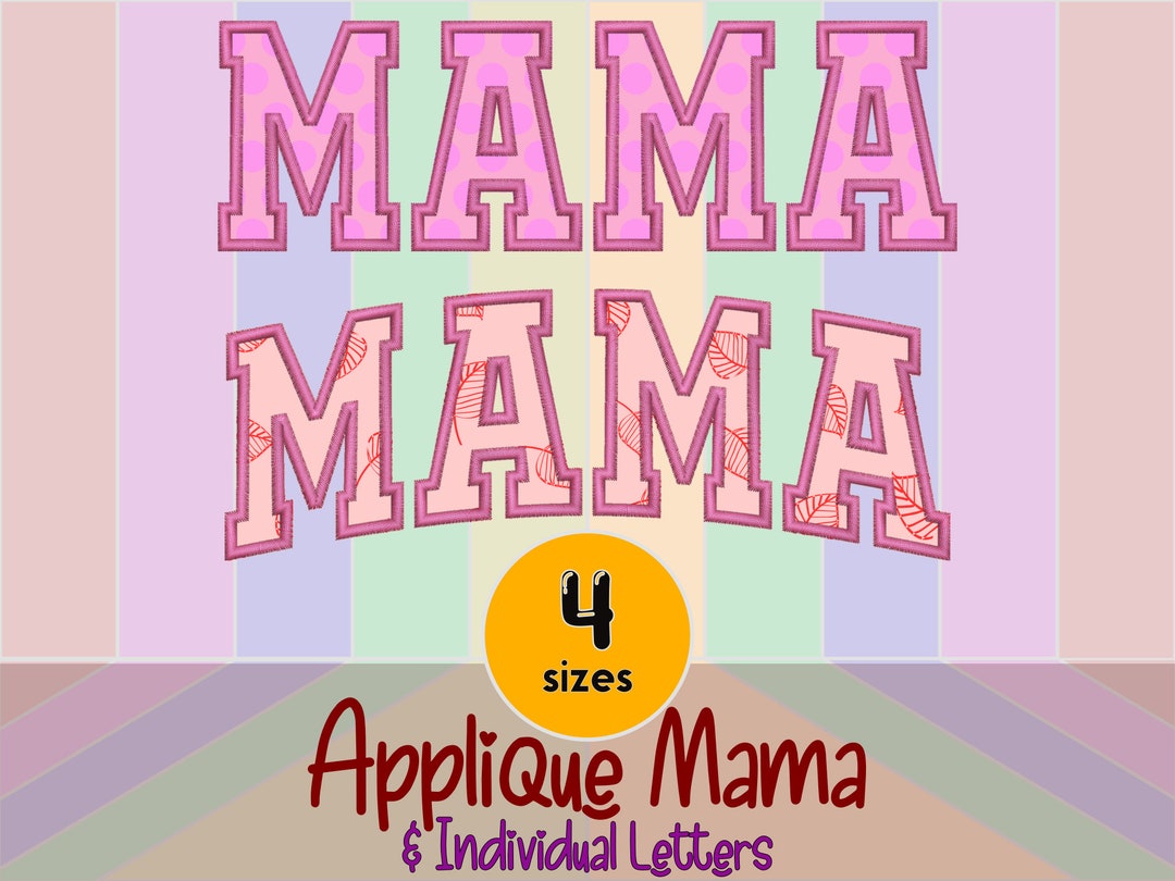 Mama Applique Design - Machine Embroidery Design File - 4 Sizes - Etsy