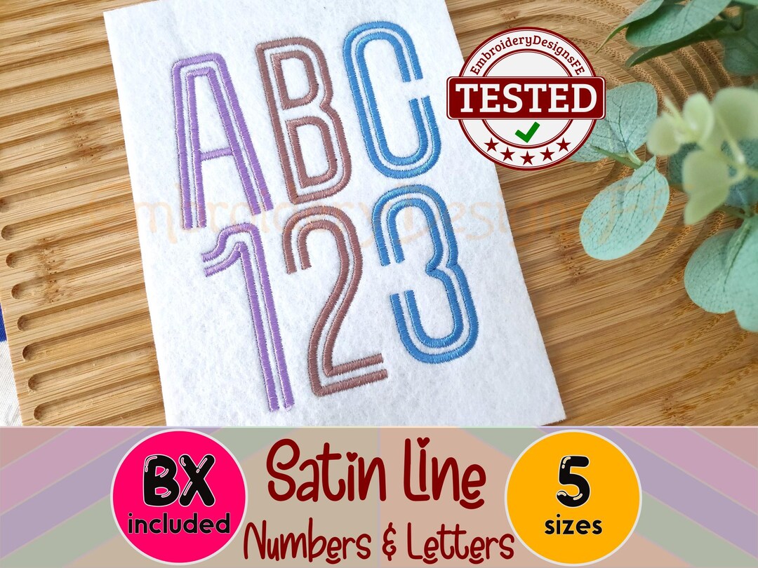 Satin Line Embroidery Alphabet, Tall Letters Line Satin Embroidery ...
