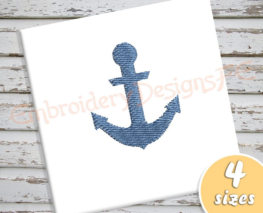 Anchor Mini Embroidery Design 4 Sizes Filled Stitch | Etsy