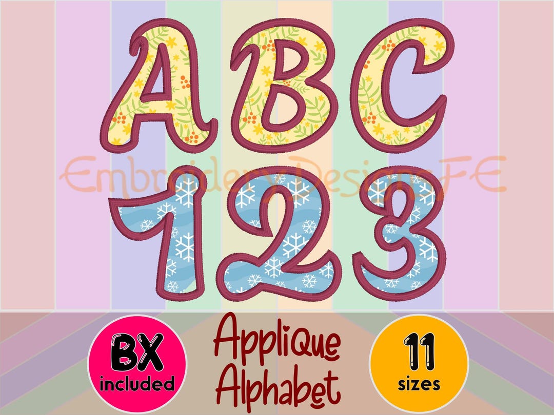 Applique Embroidery Font | Letters & Numbers (instant Download) - Etsy
