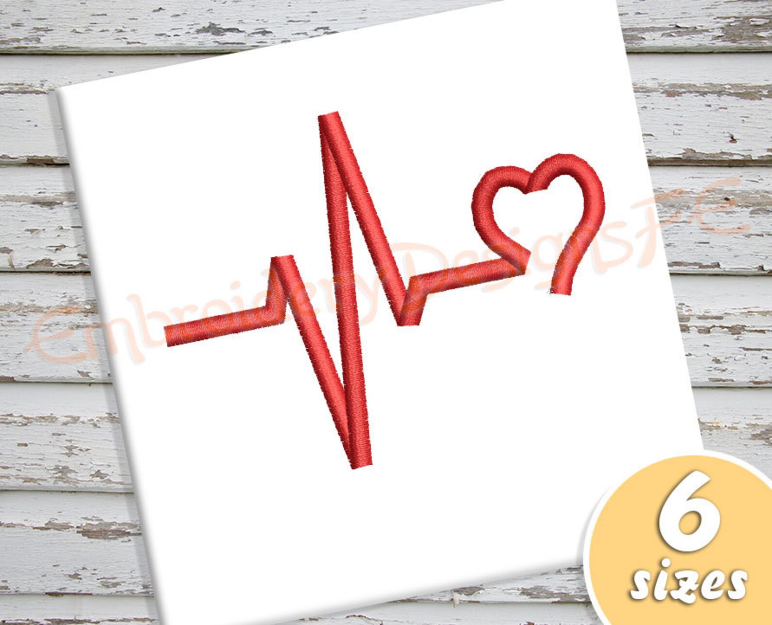 Heartbeat Embroidery Design 6 Sizes Satin Stitch Machine - Etsy