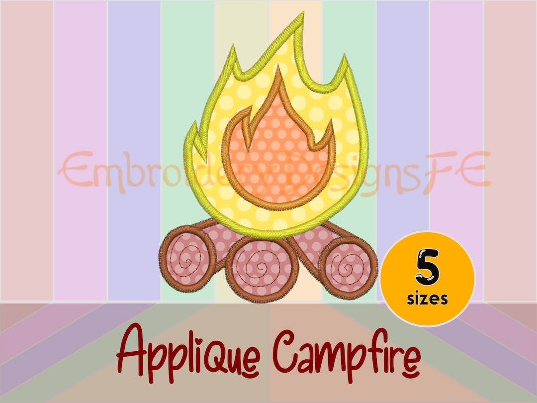 Campfire Applique Embroidery Design | 5 Sizes | Outdoor & Camping Theme ...