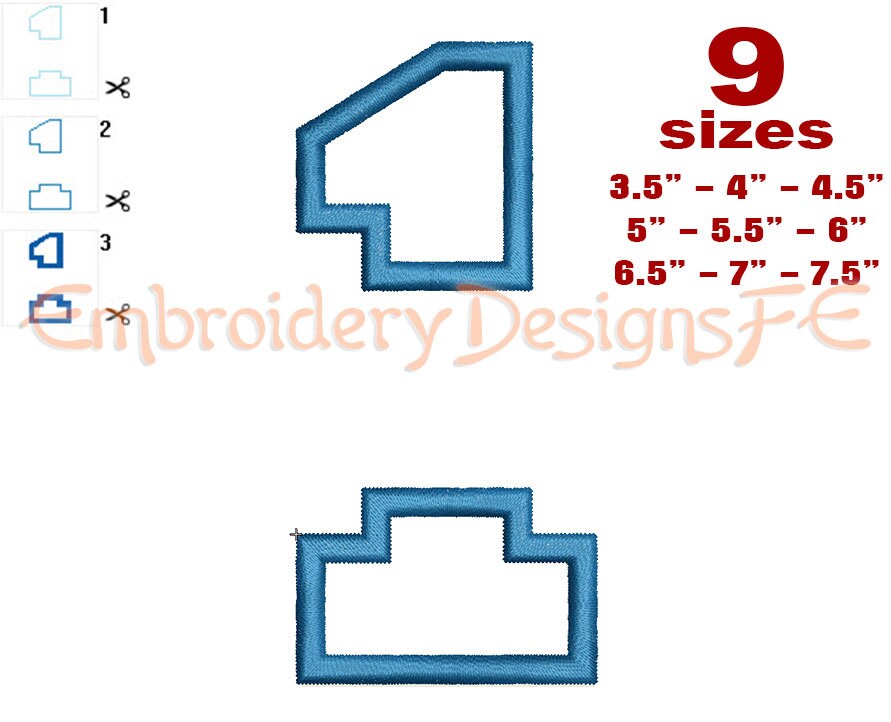 Number 1 Split Applique 9 Sizes Machine Embroidery Design - Etsy