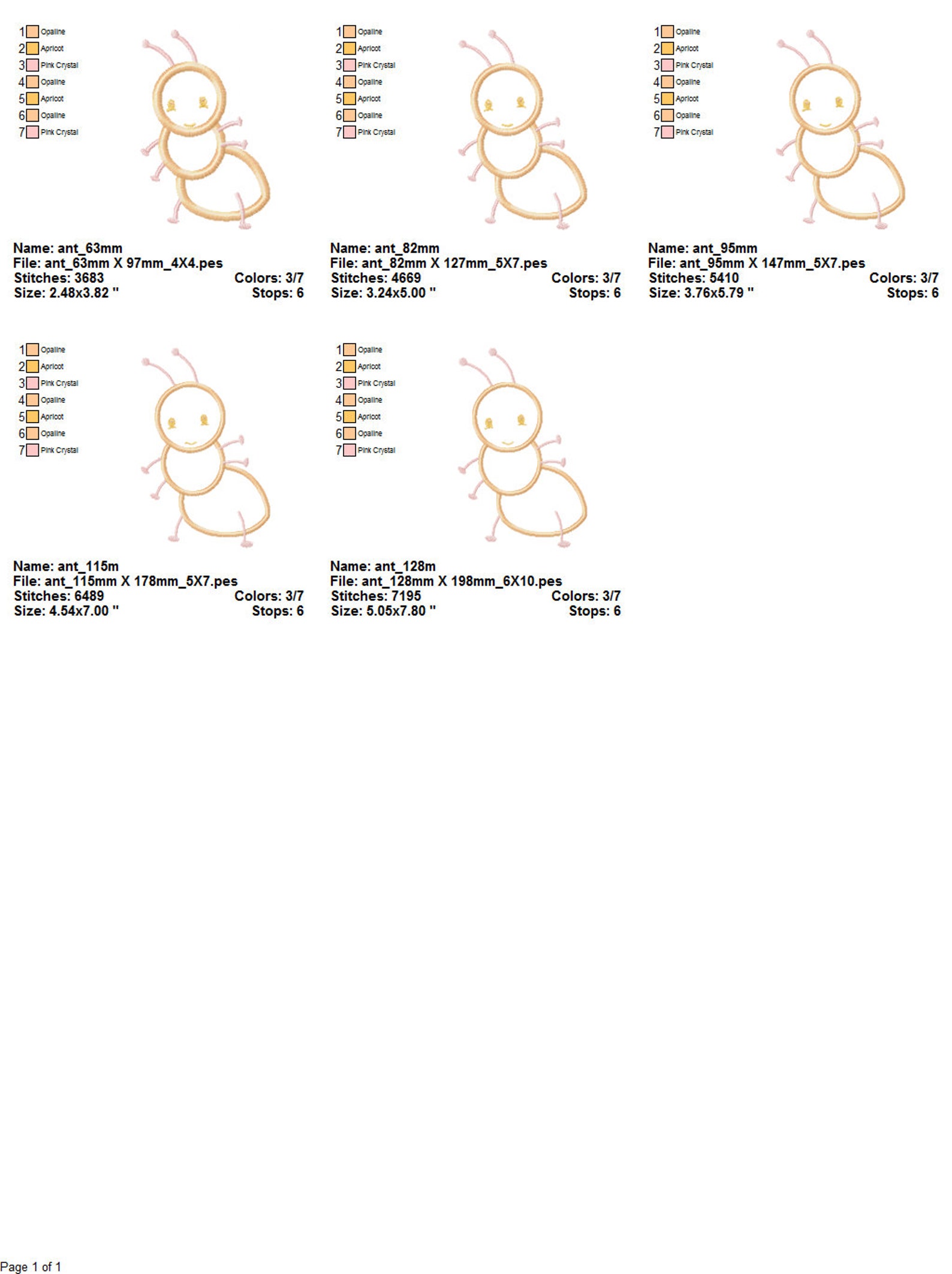 Ant Applique Design 5 Sizes Machine Embroidery Design File - Etsy