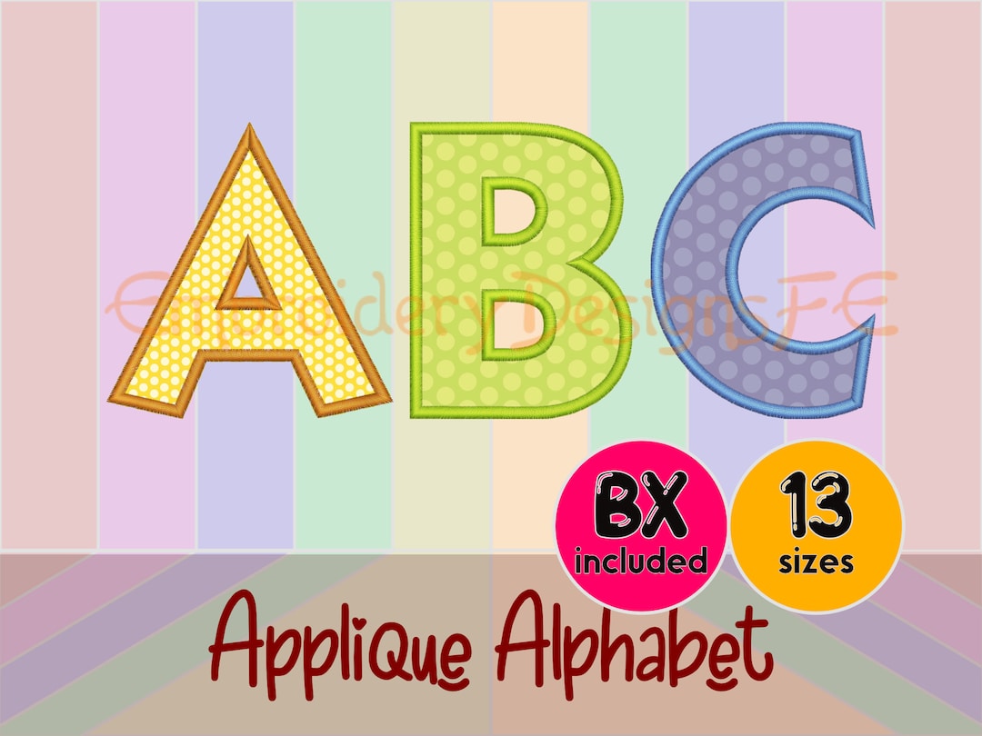 Applique Alphabet Machine Embroidery Design File - 13 Sizes - Etsy
