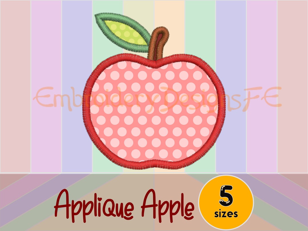 Apple Applique Design - 5 Sizes - Machine Embroidery Design File - Etsy