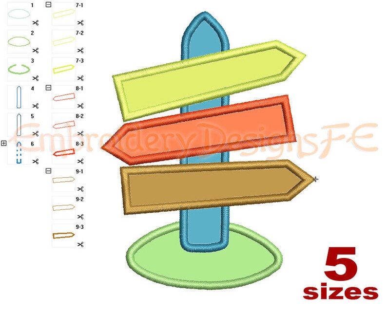 Road Sign Applique Design 5 Sizes Machine Embroidery | Etsy