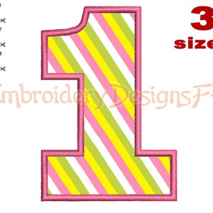 Number 1 Applique 3 Sizes Machine Embroidery Design File - Etsy