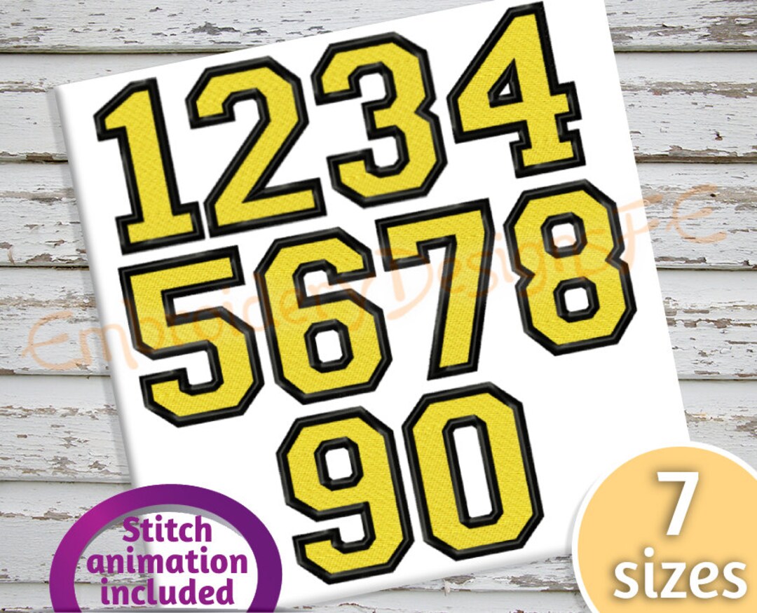 Numbers Embroidery Design Varsity Embroidery Number Collegiate Sport ...