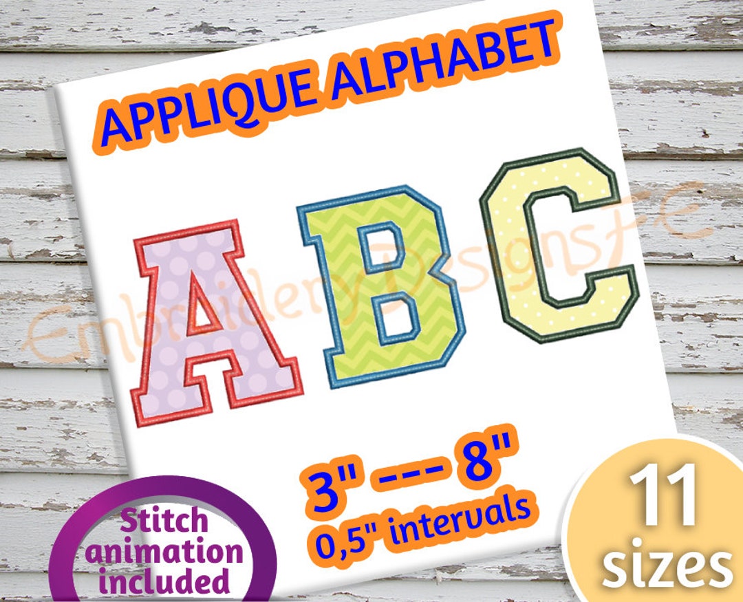 Alphabet Applique Design Machine Embroidery Design File 11 Sizes - Etsy