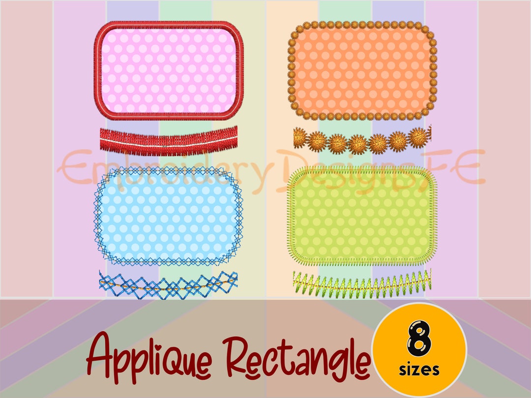 Rectangle Applique Design - 8 Sizes - Machine Embroidery Design File - Etsy