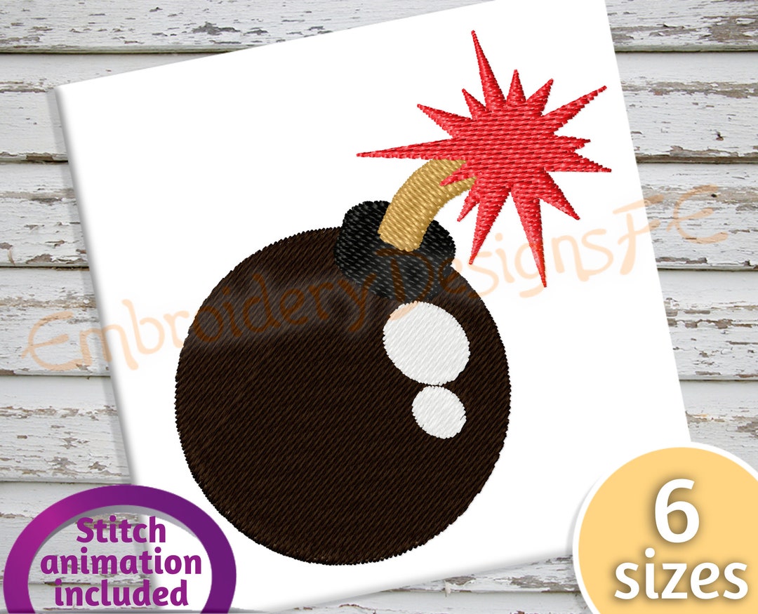 Bomb Embroidery Design Filled Stitch Embroidery Design / Explosion ...