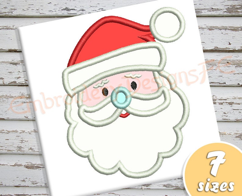 Santa Applique Design Christmas Applique 7 Sizes Machine | Etsy