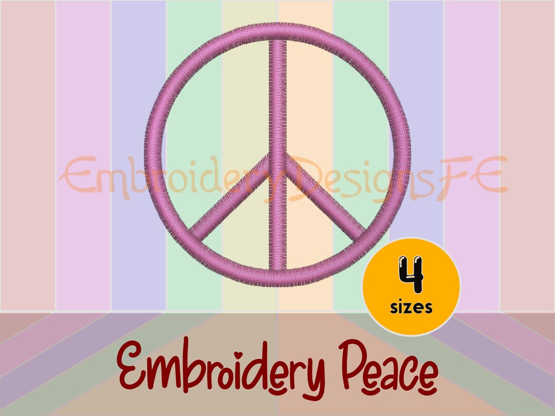 Peace Embroidery Design - 4 Sizes - Satin Stitch Machine Embroidery ...