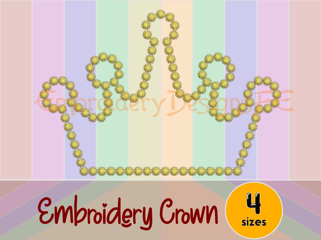 Crown Embroidery Design - 4 Sizes - Candlewicking Stitch Machine ...