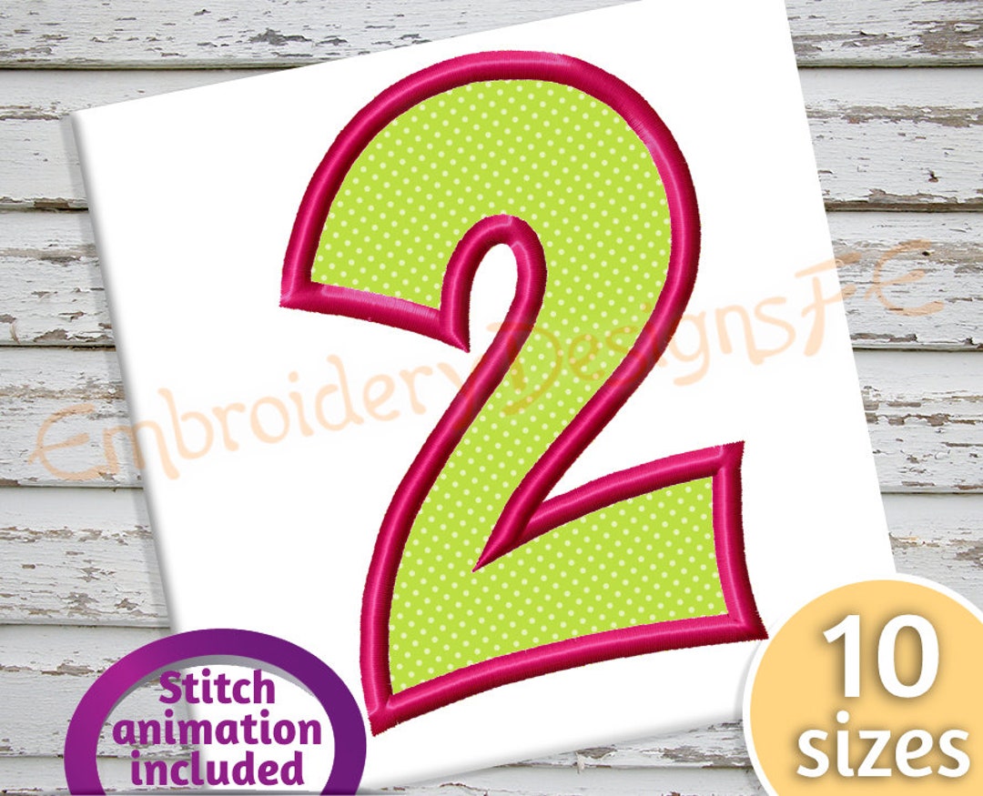 Number 2 Applique Machine Embroidery Design File 10 Sizes - Etsy