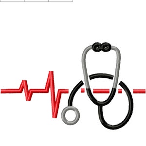 Stethoscope Embroidery Design / Heartbeat Embroidery Design / Doctor ...