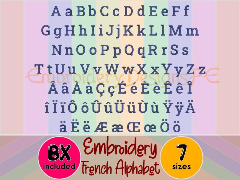French Letters Satin Embroidery Font | BX & Machine Embroidery | 7 ...