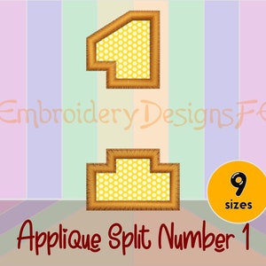 Number 1 Split Applique - 9 Sizes - Machine Embroidery Design File - Etsy