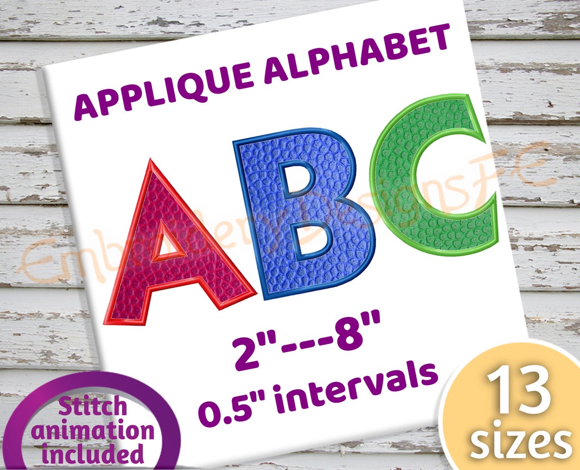 Applique Alphabet Machine Embroidery Design File 13 Sizes - Etsy