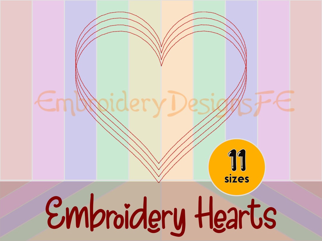 Hearts Embroidery Design Run Stitch Machine Embroidery Design File - Etsy