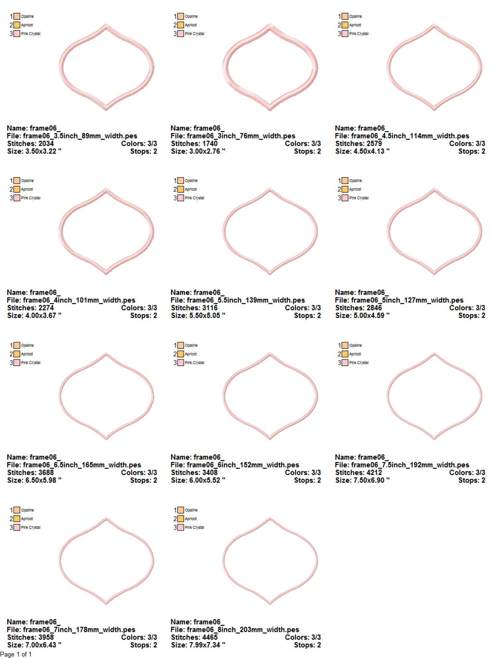 Frame Applique Design Set of 6 Frames Frame Embroidery | Etsy