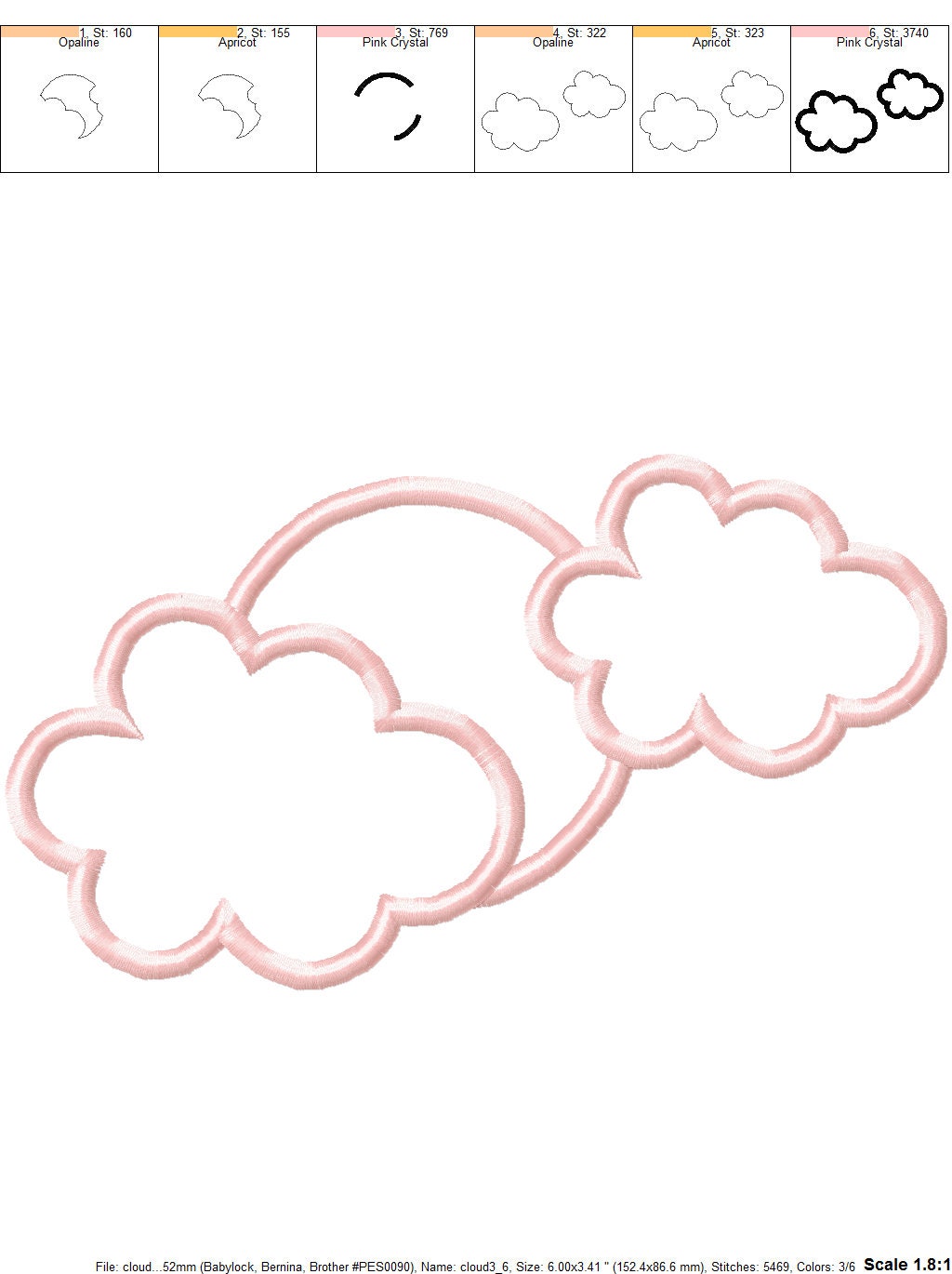 Cloud Applique Designs 3 Seperate Cloud Applique Machine - Etsy