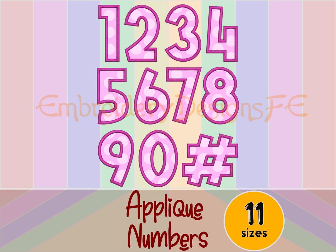 Wide Satin Stitch & Bold Numbers Applique - 11 Sizes - Machine ...