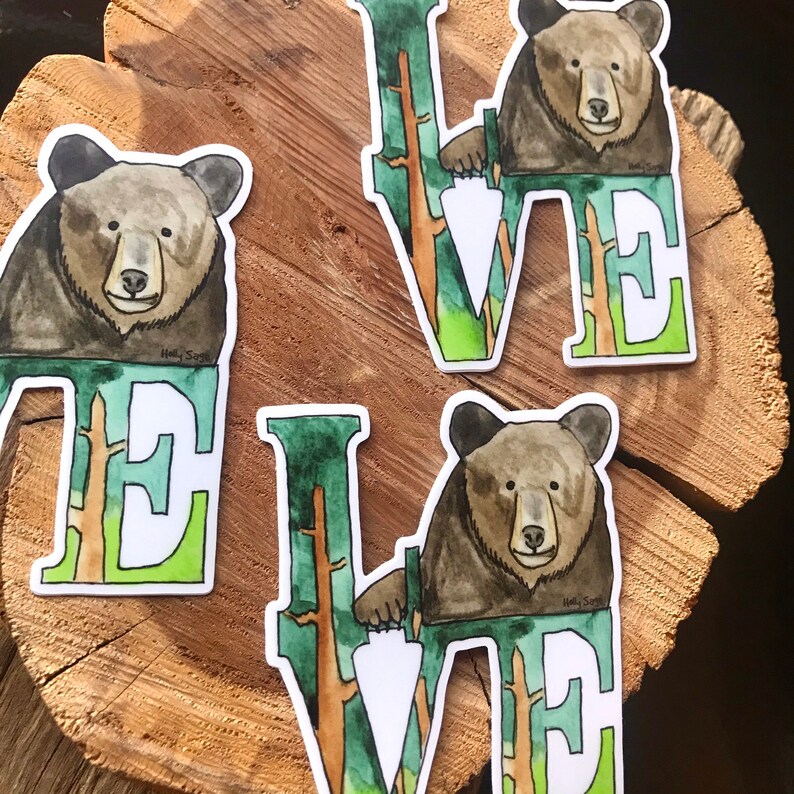 Bear Sticker Black Bear Decal Waterproof Sticker Laptop - Etsy