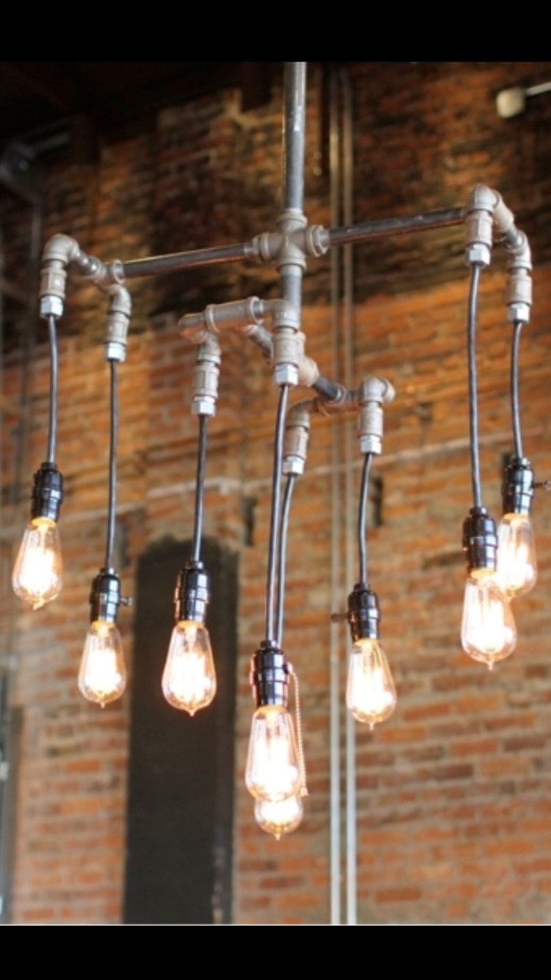 Industrial Pipe Chandelier/light Fixture With Edison Bulbs - Etsy