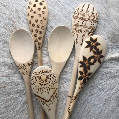 Wood-burned Wooden Spoon | Etsy