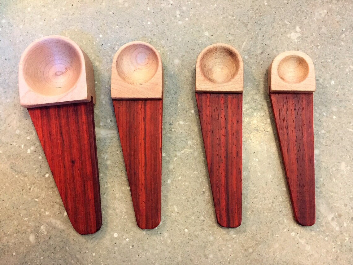 Wood Measuring Spoons and Stand - Etsy
